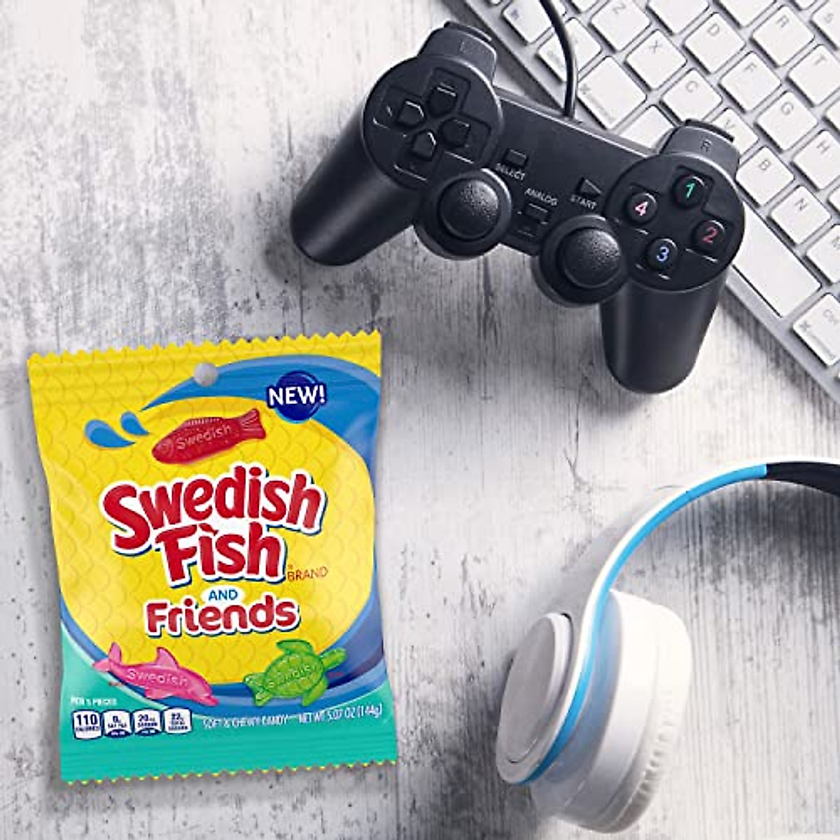 SWEDISH FISH and Friends Soft & Chewy Candy, 12-3.59 oz Bags