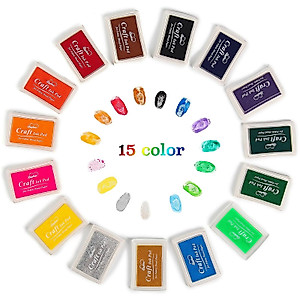 Lsushine Craft Ink Pad Stamps Partner Diy Color,15 Color Craft Ink Pad for Stamps, Paper, Wood Fabric (pack of 15)
