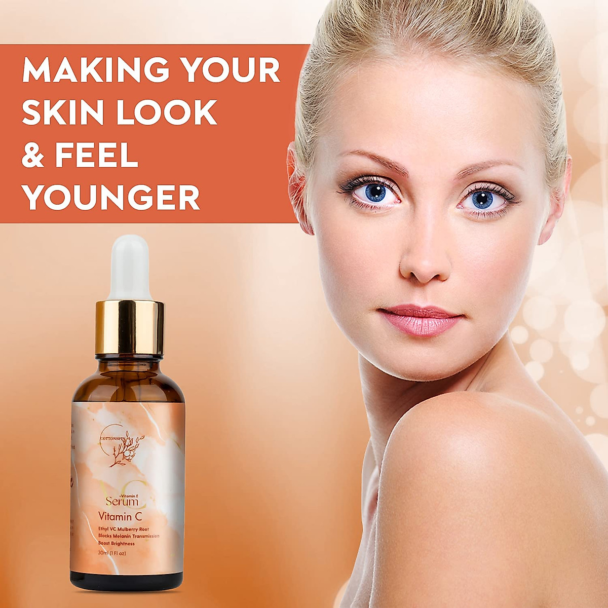 𝗪𝗜𝗡𝗡𝗘𝗥 𝟮𝟬𝟮𝟰* Vitamin C Face Serum – Anti Aging Facial Serum with Vitamin C, Vitamin E & More – Brightening Serum for Dark Spots, Even Skin Tone, Eye Area, Fine Lines & Wrinkles, 1 Fl Oz