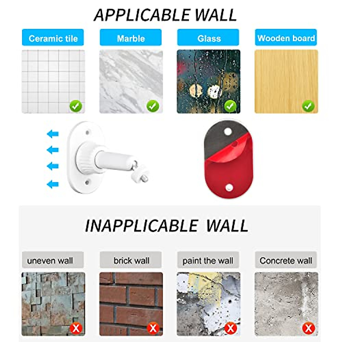 2Pack Strong Adhesive Wall Mount Compatible with Ring Stick Up Cam Wired/Battery and Ring Indoor Cam HD Security Camera,360 Degree Adjustable Mounting Bracket for Camera with 1/4 Screw Head