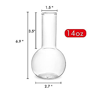INFTYLE Creative Tube Cocktail Glass Set of 2-14oz Distilling Flask Clear Glass for Cocktail Martini Tequila Margarita for Party, Home Bar or Gift