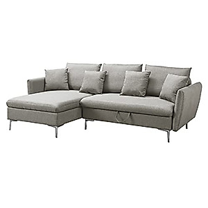 PEIHONGET Sleeper Sectional Sofa Couch, Modern L Shaped Sofa Bed with Pull-Out Sleeper Couches for Living Room Chasie Lounge Fabric Upholstered for Small Spaces, Apartment(Beige)