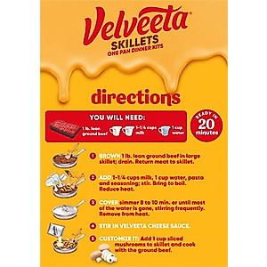 Velveeta Skillets Creamy Beef Stroganoff One Pan Dinner Kit with Cheese Sauce (Pasta & Seasonings, 11.6 oz Box)