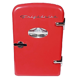 Frigidaire Mini Portable Compact Personal Fridge Cooler, 4 Liter Capacity Chills Six 12 oz Cans, 100% Freon-Free & Eco Friendly, Includes Plugs for Home Outlet & 12V Car Charger (Red) (Renewed)