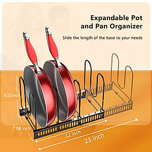 8 Tiers Pan Organizer Rack for Cabinet and 11 Expandable Pan or Lid Organizer Bundle