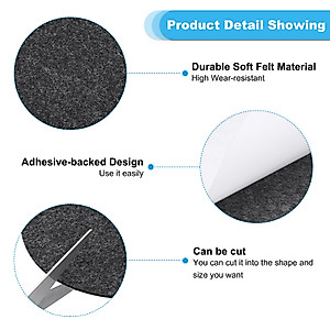 PATIKIL 6 Inch Diameter Lamp Base Felt, 20Pack 2mm Thickness Round Soft Adhesive Non-Slip Anti-Scratch Backed Felt for Lamp Furniture DIY Craft, Dark Grey