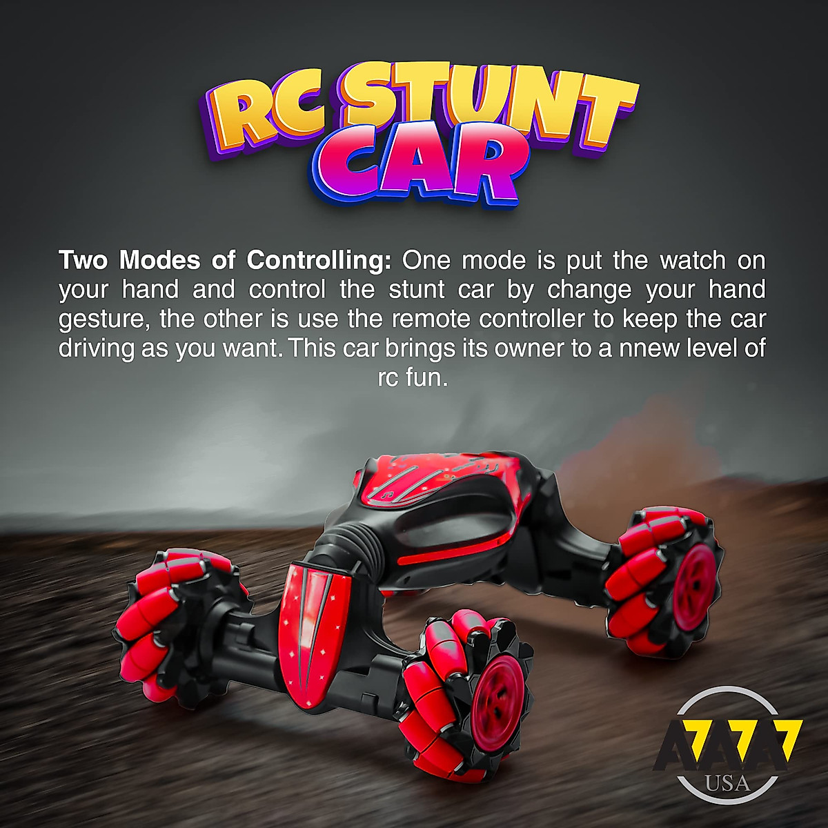 AAA777USA Remote Control Stunt Car with Gesture Control, Off-Road Drift Stunt Twist Car with 360 Degree Slips & Flips RC Toys for Kids and Adults – Birthday Gifts for Kids (Big Size)