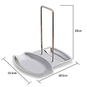 Lid and Spoon Rest,Pan Pot Cover Lid Rack Stand Organizer Spoon Rest Stove Organizer Storage Soup Spoon Rests Utensils Lid Holder Spoon Holder Lid Rest Lid Shelf Kitchen Utensils (Stainless Steel)