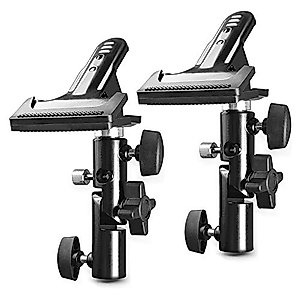 SLOW DOLPHIN Photo Studio Heavy Duty Metal Clamp Holder with 5/8 Light Stand and Umbrella Reflector Holder(2 PCS)