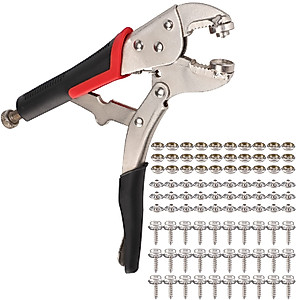Coowolf Snap Fastener Tool Adjustable Snap Pliers Includes 30 Sets Screw Snaps for Boat Cover, Snap Button Kit Snap Tool for Replacing Metal Snaps, Repairing Boat Covers, Canvas, Tarps