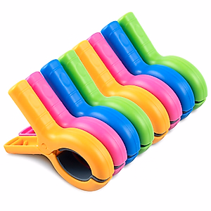 8 Pcs Beach Towel Clips for Beach Chairs, Towel Holder for Beach Chair Pool Chair on Cruise, Jumbo Size Heavy Duty Clothes Pins, Beach Chair Clips to Keep Your Towel from Blowing Away, 4 Colors