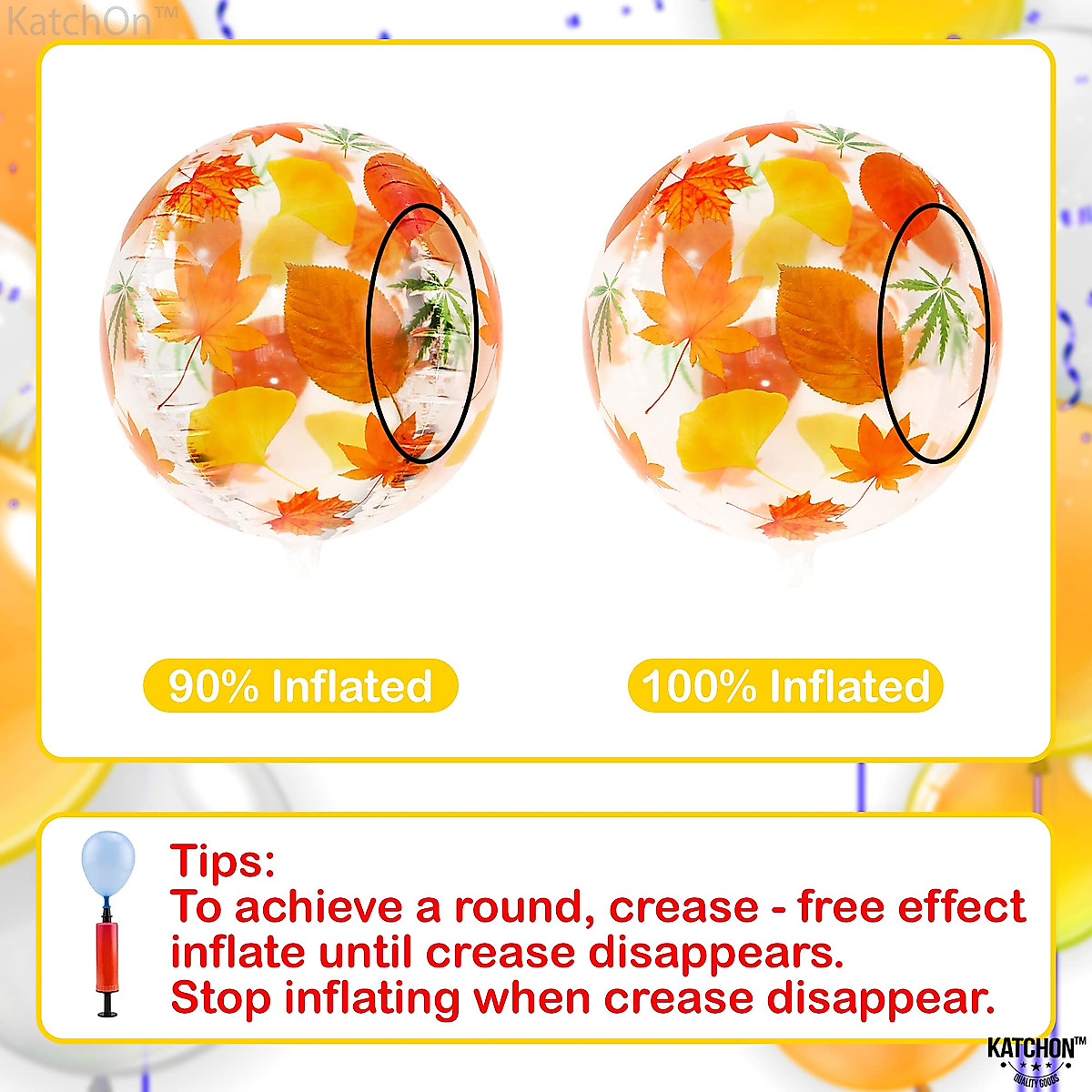 KatchOn, Happy Thanksgiving Balloons - Large 27 Inch, Pack of 6 | Big Transparent Fall Balloons - 22 Inch, Pack of 6 | Thanksgiving Foil Balloons | Thanksgiving Balloon Garland Kit, Fall Balloons