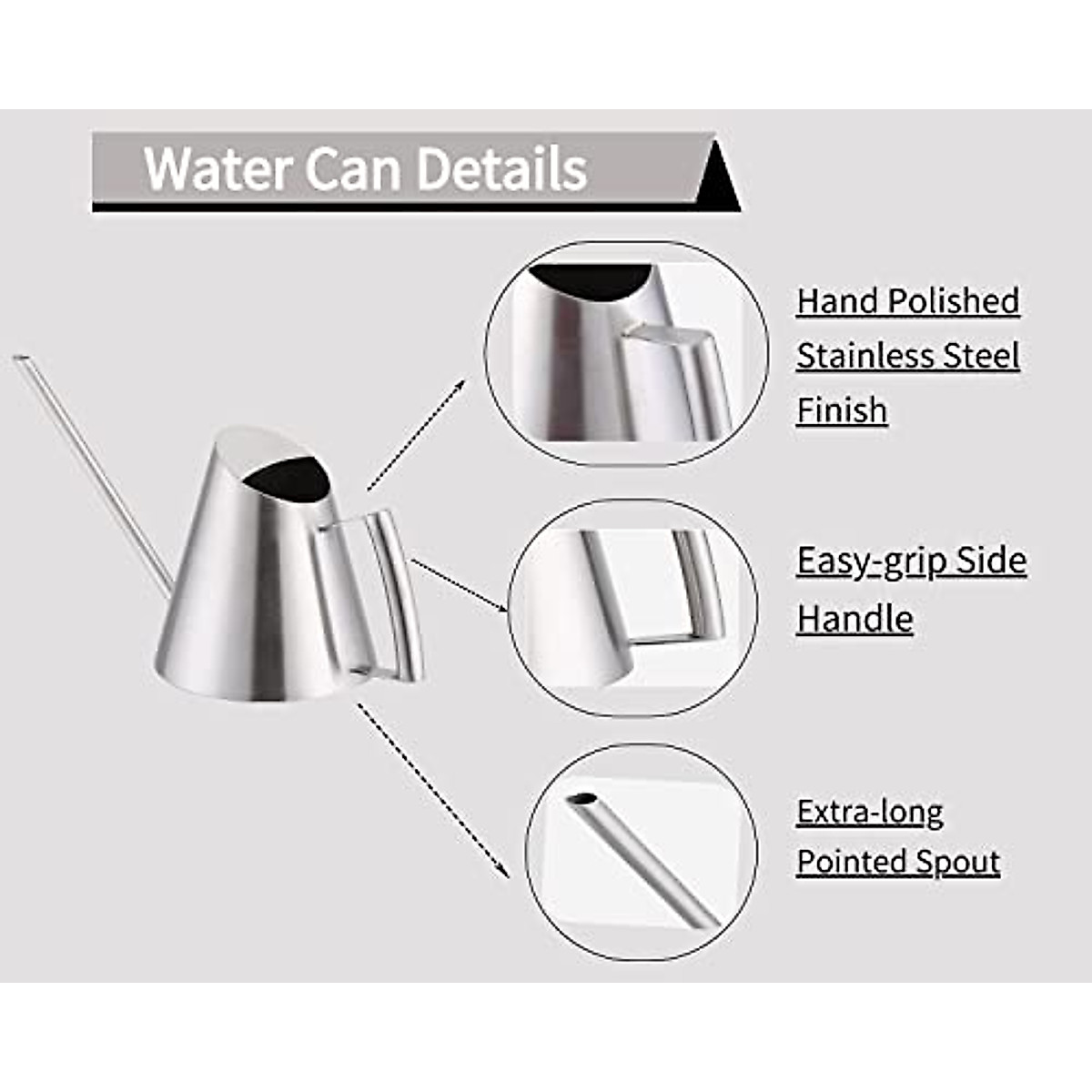 Watering Can for Indoor Plants, 400ML Small Watering Can Modern Style Stainless Steel Long Spout Watering Pot, Plant Waterer Watering Can Indoor Plants Flower, for Home Office Gardening Bonsai
