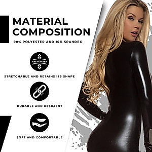 Forplay Women's Metallic Zip Front Mock Neck Catsuit Black Large/X-Large