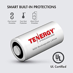 Tenergy Premium 16 Pack NonRechargeable CR123A 3V Lithium Battery, 1600mAh Primary Battery for Arlo Cameras, Photo Lithium Batteries, Security Cameras, Smart Sensors, and More