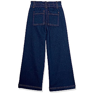 Amazon Essentials Girls' Wide Leg Jeans, Dark Indigo, Medium