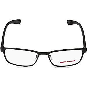 Prada Linea Rossa Lifestyle PS 50GV DG01O1 Black Rubber Metal Rectangle Eyeglasses 55mm