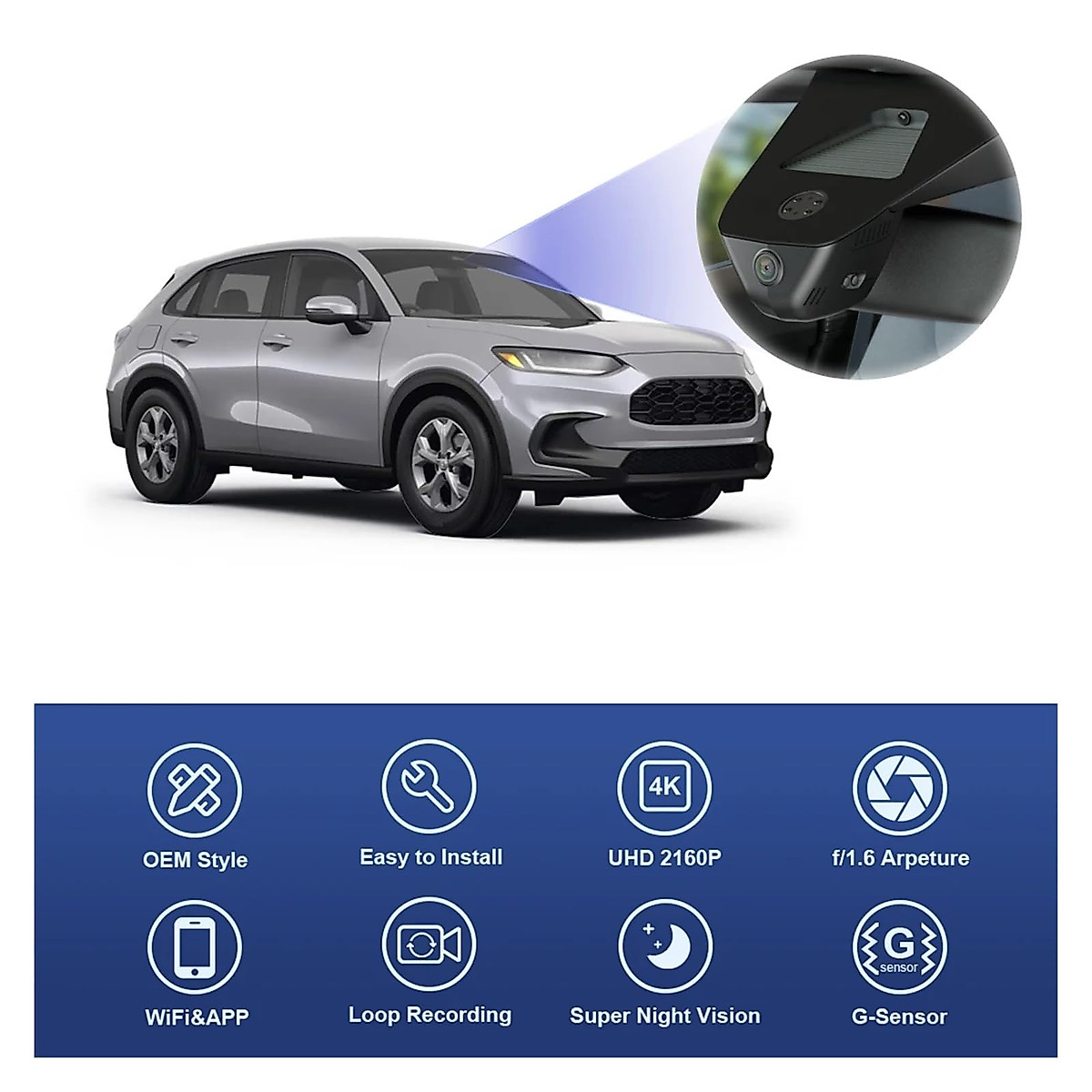 Fitcamx 4K Dash Cam Compatible with Car,Dash Camera Compatible with 2023 HR-V HRV HR V 3rd Gen (Color : Honda HRV 2023, Size : 4K Dual Cam 128GB)