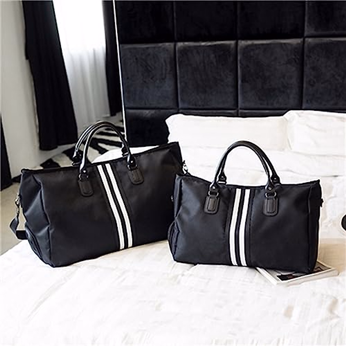 Sports Bag Men's And Women's Handheld Luggage Bag Large Capacity Travel Bag Lightweight Gym Bag (Color : Black, Size : 46x28x22cm)