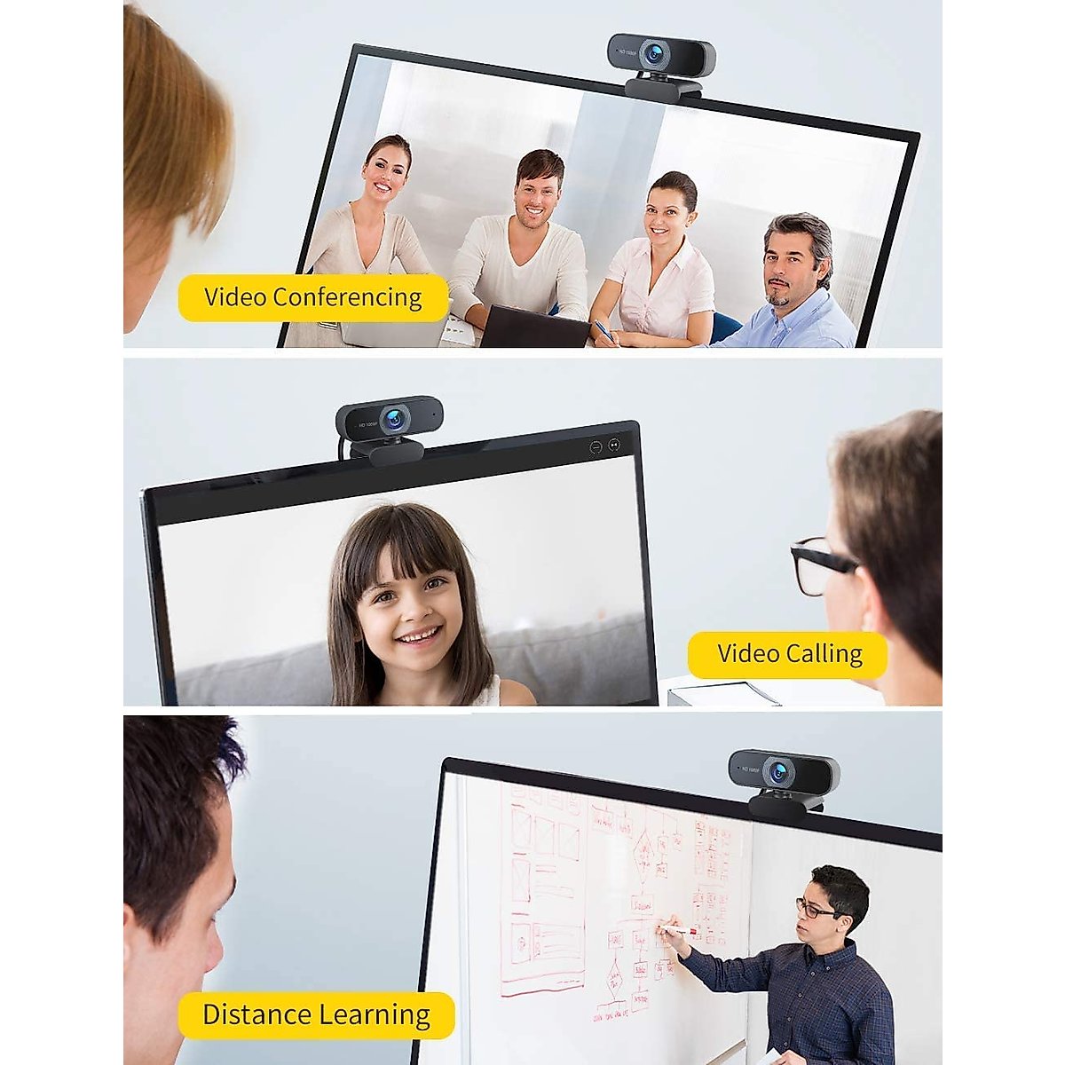 1080P Webcam, Desktop Camera with Dual Microphones, for PC/Mac Book/Laptop. Suitable for Windows, MacOS, NetWare, Linux