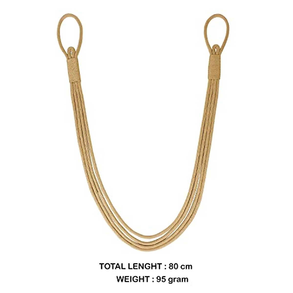MALOINTEX 2 Pack Curtain 4 Strand Ropes Tiebacks Tie-Backs, Curtain Handmade Holdbacks, Polyester 4 Strand Cord Rope Tieback - Gold