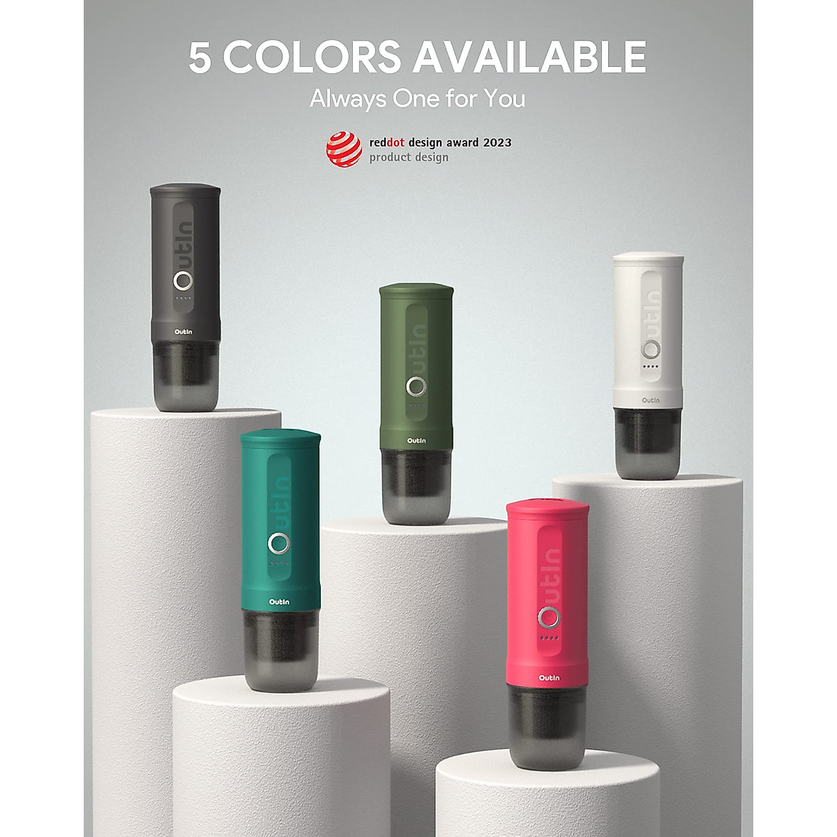 Outin Nano Portable Electric Espresso Machine with 3-4 Min Self-Heating, 20 Bar Mini Small 12V 24V Car Coffee Maker, Compatible with NS Capsule & Ground Coffee for Camping, Travel, RV, Hiking, Office