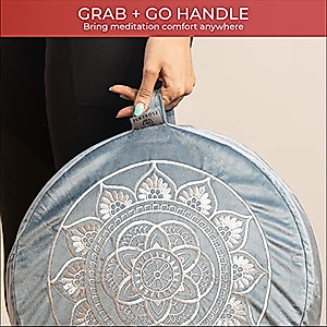 Florensi Meditation Cushion - Comfortable Floor Pillow - Traditional Tibetan Meditation Pillow with Beautiful Velvet Cover - Large Floor Cushion Seating for Adults - Premium Yoga Buckwheat Bolster