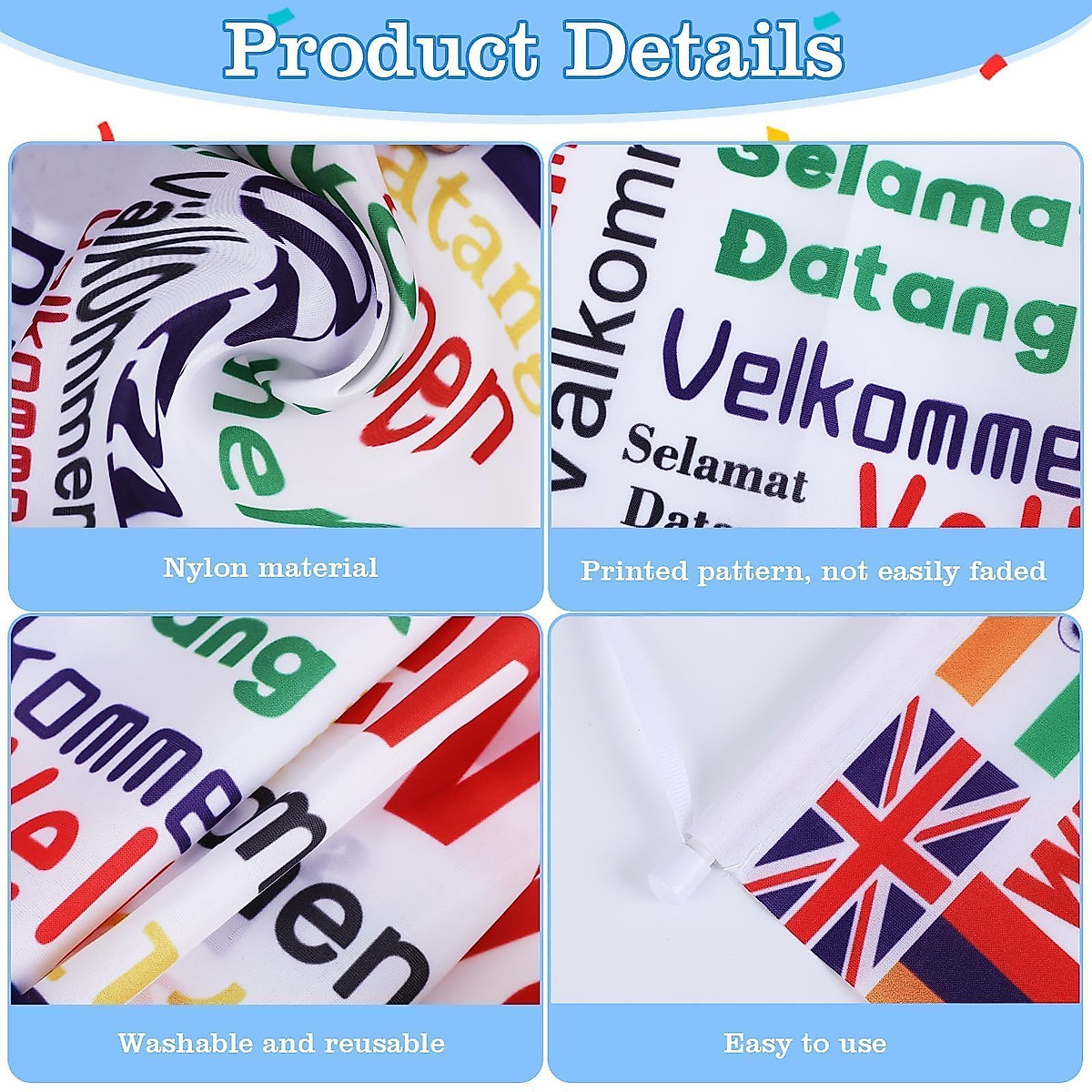 2 PCS Multicultural Decorations Banner International Welcome Flags Decorations 12x60 Inch Around The World Decorations Banners Sports Events Club Birthday School Classroom Party Supplies Decor