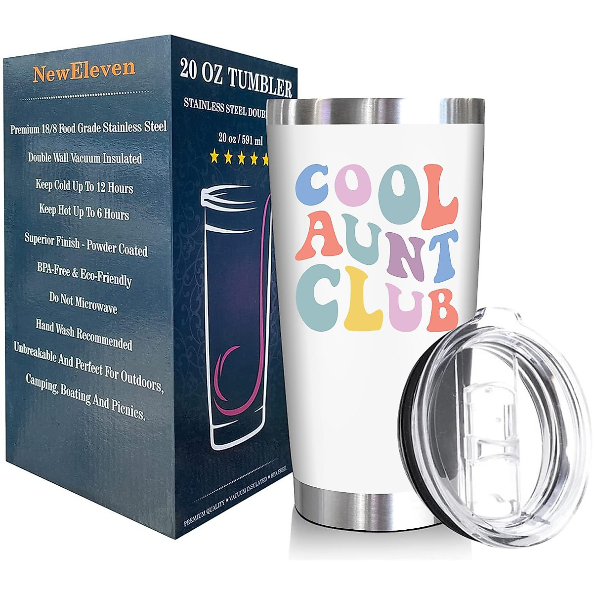 NewEleven Mothers Day Gifts For Aunt From Niece, Nephew - Cool Gifts For Aunt, New Aunt, Auntie, Sister - Aunt Birthday Gift, Aunt Announcement, Promoted To Aunt, Best Aunt Ever - 20 Oz Tumbler