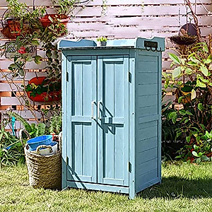 MUWIZ Outdoor Storage Shed, Storage Shed and Tool Shed Garden Storage Shed Small 3 Tier Fir Wood Locker Patio Tool Locker Locker Tool Locker Lawn Care Equipment