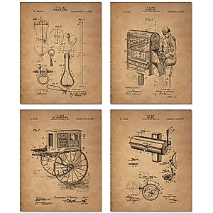 Mailman Patent Prints - Set of Four Postal Worker 8 X 10 Photos Vintage Wall Decor - Mail Person