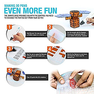 3D Pen Filament with Silicon Design Mat and Compatible Stencils Book with 12 Templates - 1.75mm PLA Plastic Refills - 360 Feet of Assorted Filament for 3D Drawing and Doodling