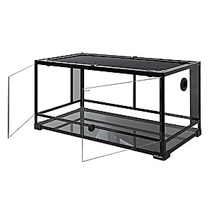 REPTI ZOO 50 Gallon Reptile Glass Tank Terrarium 2 in 1 Side Meshes and Side Glasses Double Hinge Door with Screen Ventilation Tempered Glass Reptile Terrarium 36" x 18" x 17.75"