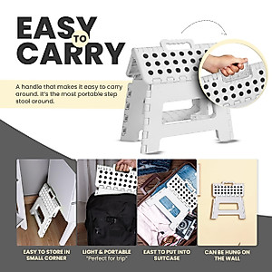 Utopia Home Folding Step Stool - (Pack of 1) Foot Stool with 9 Inch Height - Holds Up to 300 lbs - Lightweight Plastic Foldable Step Stool for Kids, Kitchen, Bathroom & Living Room (White)