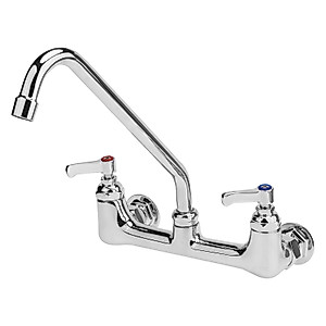 uxcell Kitchen Sink Faucet Wall Mount, Commercial Kitchen Sink Faucet 8 inch Center with 8" Swivel Spout for Compartment Sink, Chrome