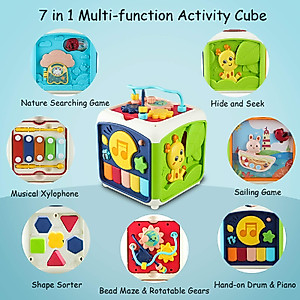 Tikooere Activity Cube Toys for 1 Year Old Gift,Toddler Toy for 12-18 Mouths with Music,Educational Learning Toys Christmas Birthday Gifts for Boys Girls Toddlers 1 2 3 Years Old(Green)