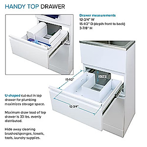 Transolid TC2D-1522-W All-in-One 15.5 in. x 22.4 in. x 34.9 in. Metal Drop-In Laundry/Utility Sink and Cabinet in Gloss White