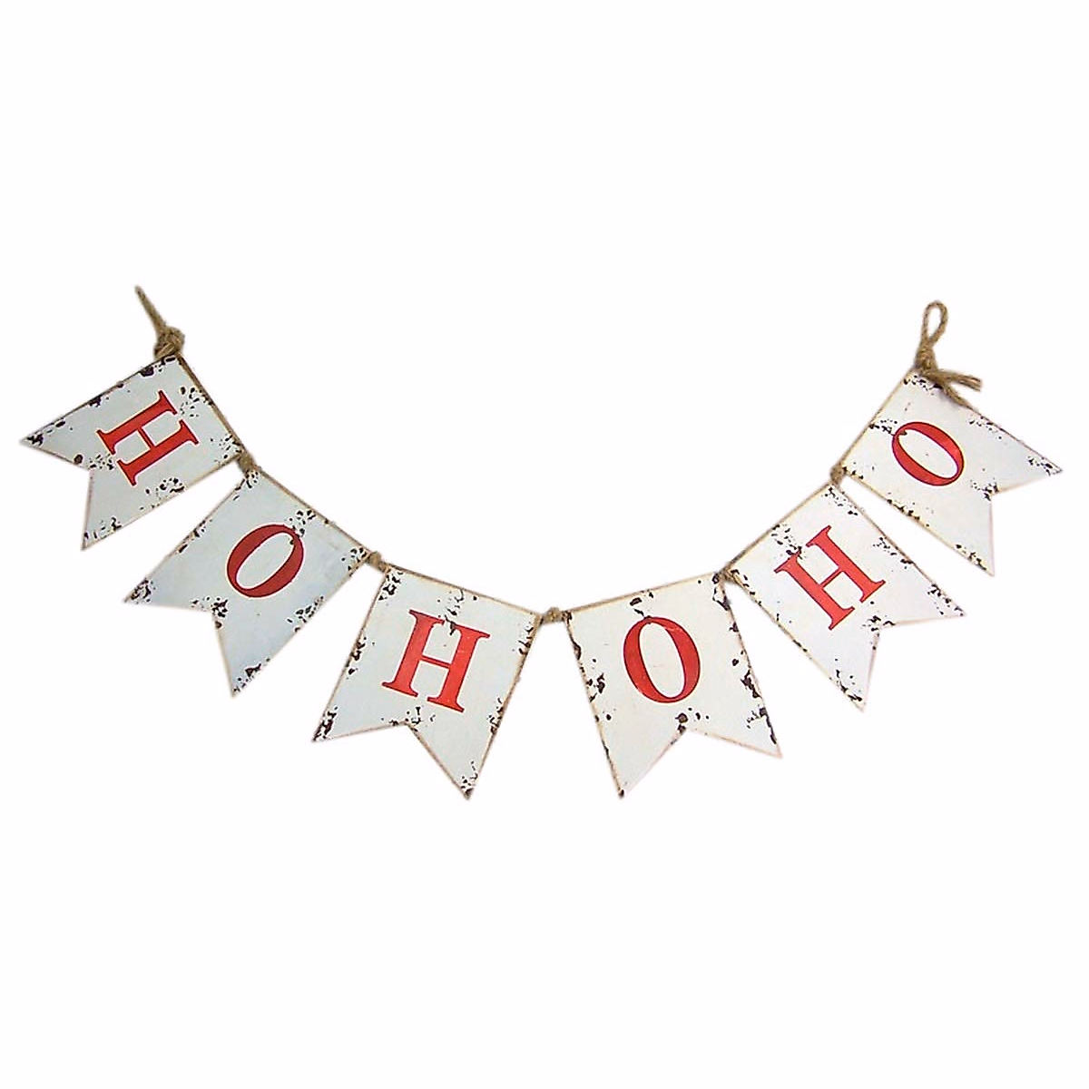 Wowser Distressed Painted Metal Ho Ho Ho Hanging Decorative Banner Sign, Christmas Seasonal Decoration,62 Inch