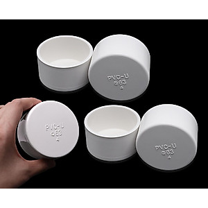 BENLIUDH PVC Pipe End Cap, White PVC Fittings Caps Furniture Grade 2 Inch (4pcs)