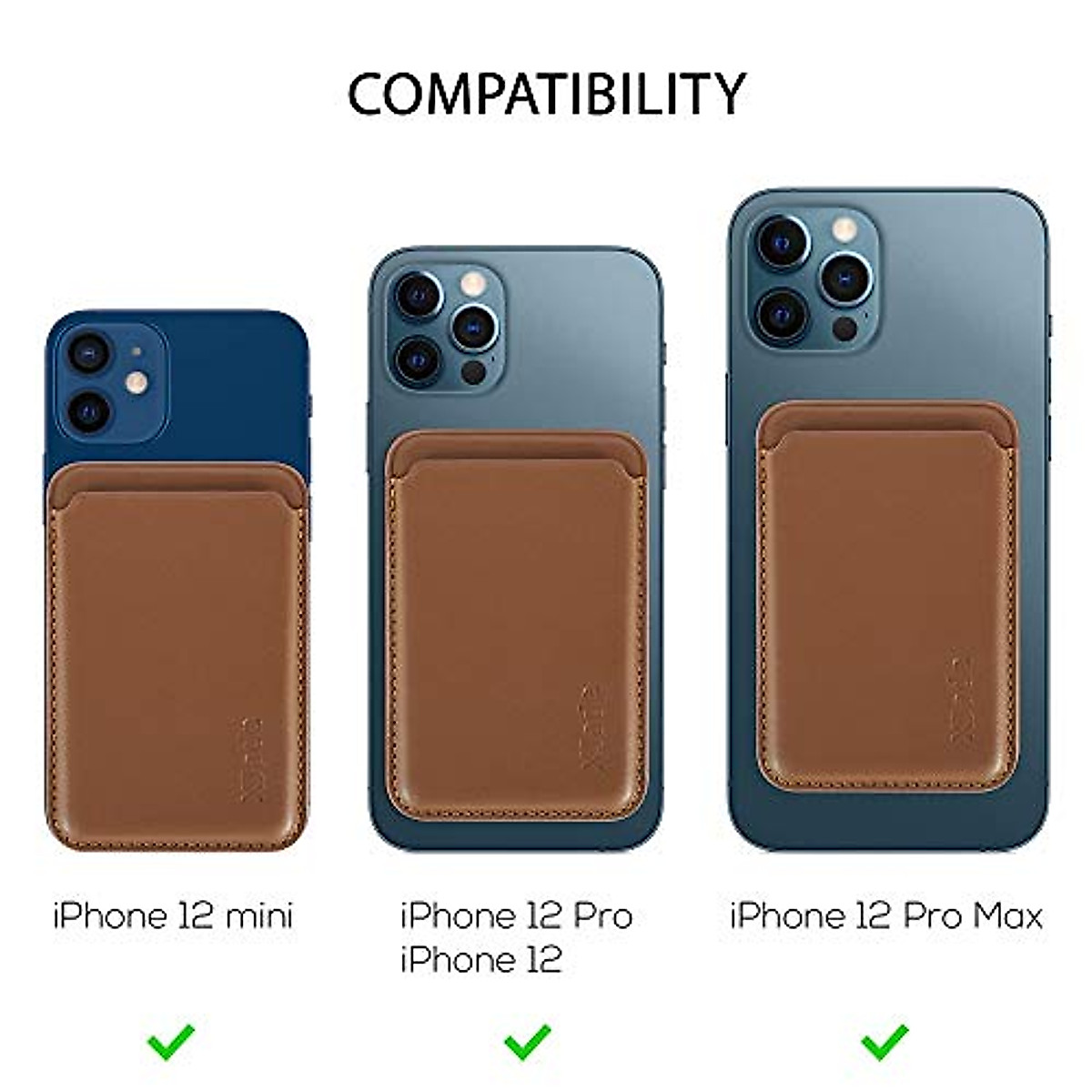 XJade Leather Wallet with Premium Magnet Made for iPhone 12/12Mini/12Pro/12ProMax,Wood Brown