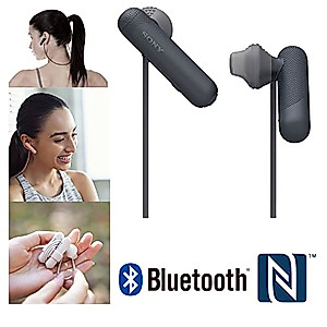 Sony Extra Bass Bluetooth Headphones, Best Wireless Sports Earbuds with Mic/Microphone, IPX4 Splashproof Stereo Comfort Gym Running Workout up to 8.5 Hour Battery, Black (International Version)