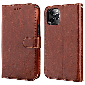 Bocasal Compatible with iPhone 12 & iPhone 12 Pro Wallet Case with Card Holder PU Leather Magnetic Detachable Kickstand Shockproof Wrist Strap Removable Flip Cover 6.1 inch (Brown)
