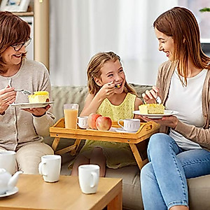 Pipishell Bamboo Bed Breakfast Tray, Bed Trays for Eating with Folding Legs, Food Snack Tray, Used As Lap Tray for Bed, Sofa, Outdoor, Working, Eating, Drawing