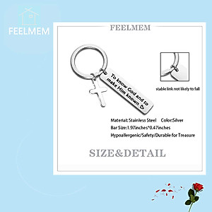 FEELMEM Religious Conversations Keychain To Know The God And Make Him Known Keychain Bible Verse Jewelry Christian Gifts (Silver)