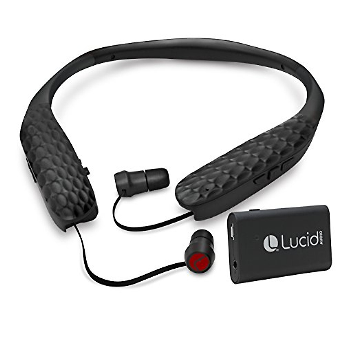Lucid Audio HLT-Earbud-HS-TV Amped HearBand and Wireless TV Streamer - Bluetooth Neckband Earbuds - Black