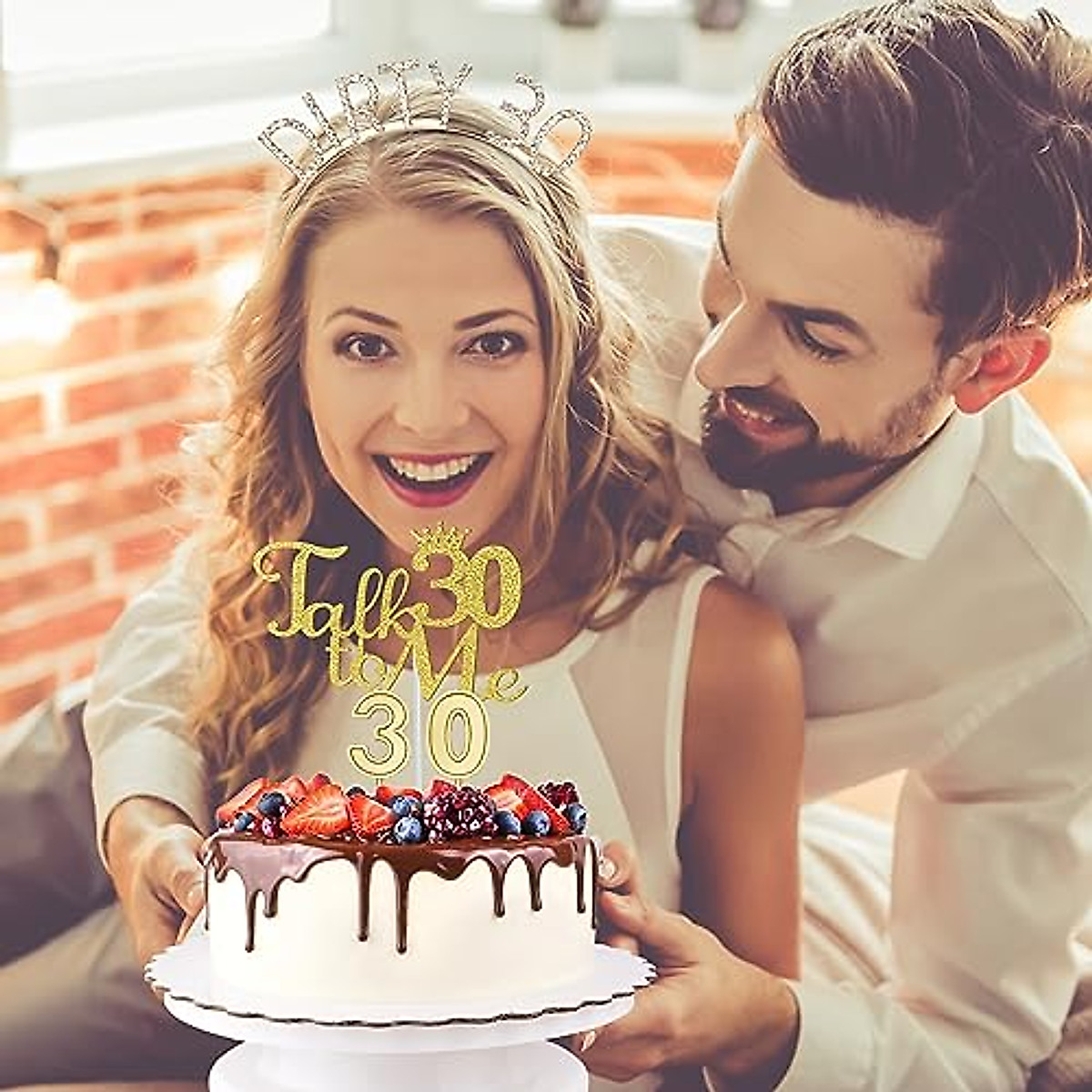 30th Birthday Decorations for Women Gold Include 30th Birthday Sash, Rhinestone Headband, 30 Birthday Candles, Talk 30 to Me Cake Toppers and 30 Balloons, Dirty 30 Birthday Decorations for Her
