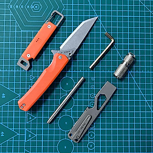 9TiEDC Folding Pocket Flipper Knife, 4pcs Replaceable Blades, 3.5" 440 Steel Blade G10 Handle EDC Knife with Pocket Clip for Men Women, Sharp Camping Survival Hiking, Outdoor or Indoor Carry Knives