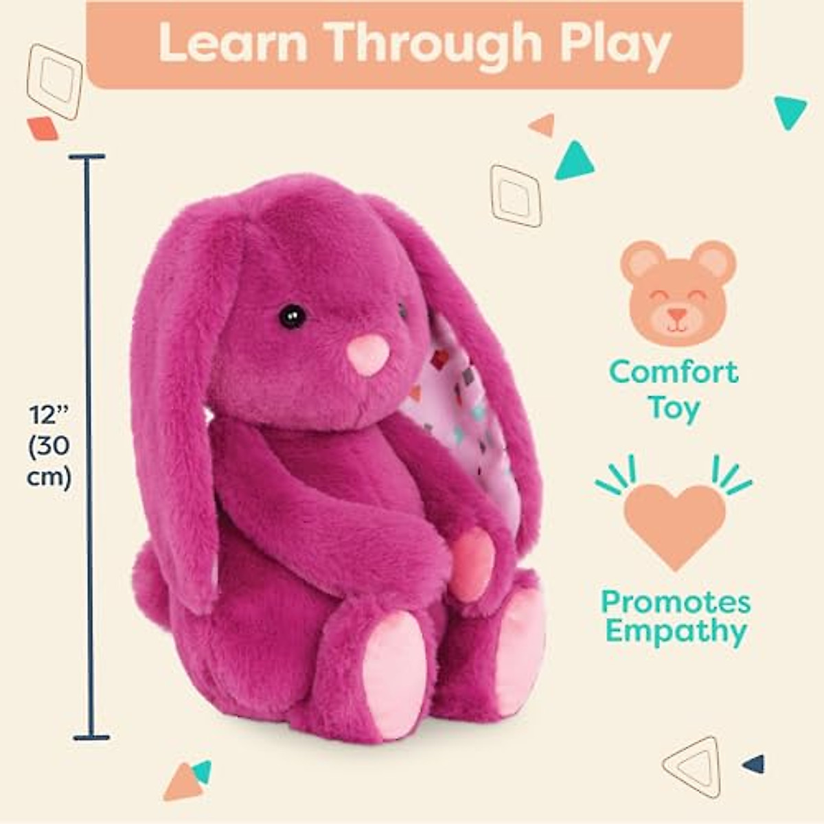 B. toys- B. softies- 12" Plush Bunny- Super Soft Stuffed Animal- Washable Rabbit Toy- for Babies, Toddlers, Kids-Happy Hues- Plumberry Bunny- 0 Months +