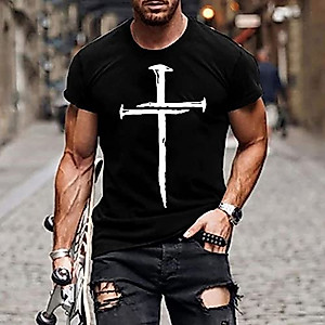 Crewneck Sweatshirts Men Long Sleeve Shirt Funny t Shirts for Men Slim fit Tank top Men Fashion Graphic Crewneck Short Sleeve Regular-Fit Shirts Summer Sport Sweatshirts Tank Tops Shirts Black
