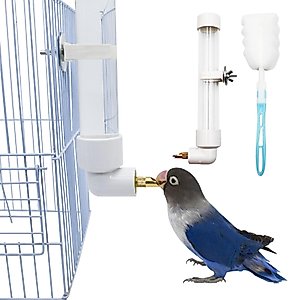 Bird Water Feeder,1PC Automatic Parrot Water Dispenser Bird Water Bottle with Cleaning Brush,Bird Cage Accessories Bird Drinker Bowl Fountain for Parrot Budgie Lovebirds Cockatiel Parakeet,130ML